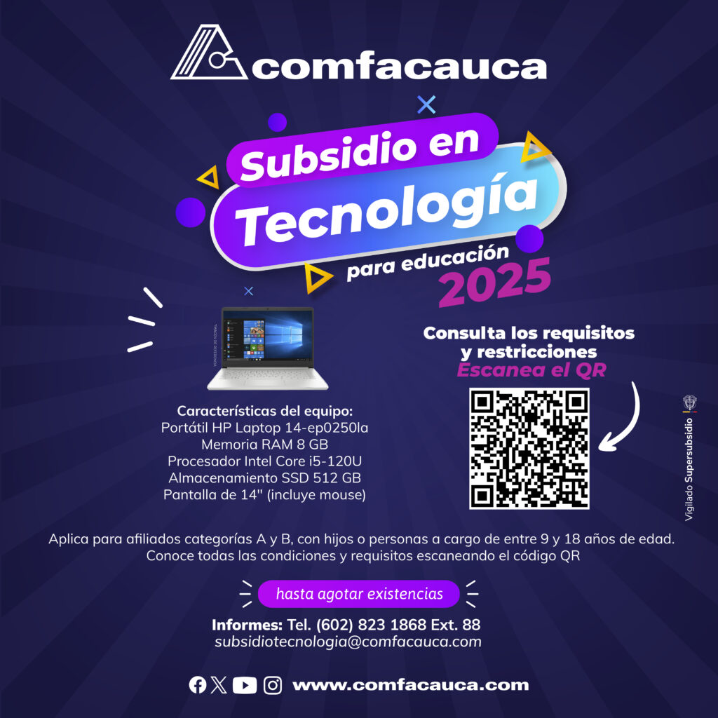 Comfacauca inicia la entrega del Subsidio en Tecnología 2025 » Comfacauca