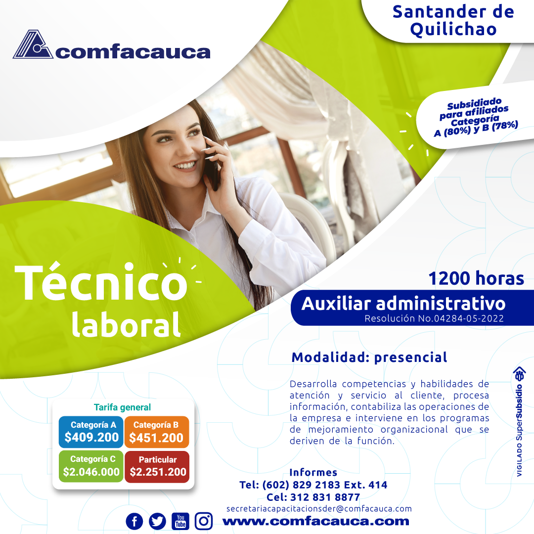 Técnico laboral por competencias en Auxiliar Administrativo - Comfacauca Técnico laboral por competencias en Auxiliar Administrativo - Comfacauca