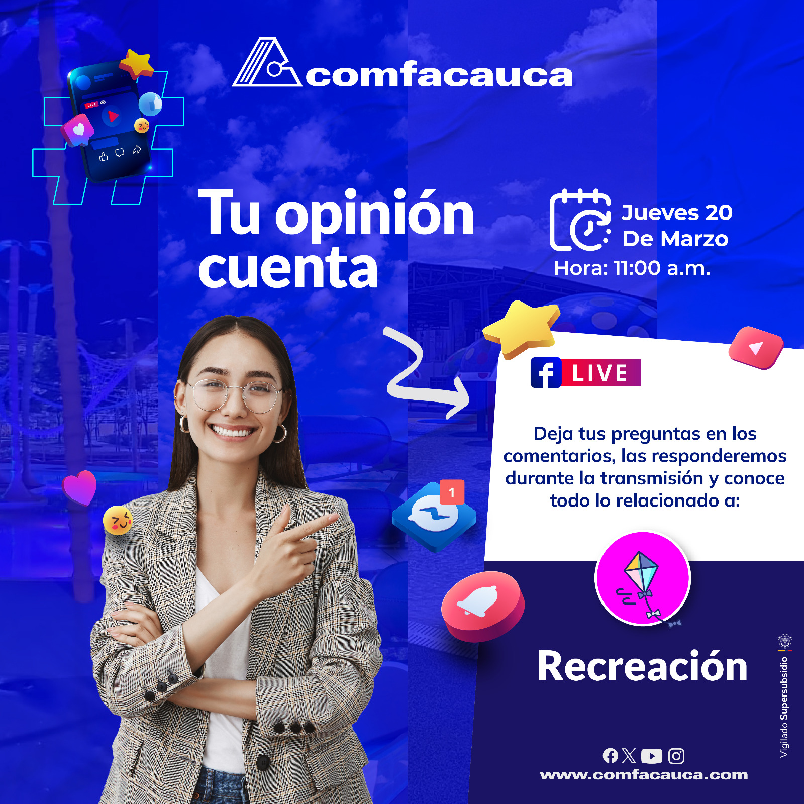 Facebook Live servicio de recreación » Comfacauca