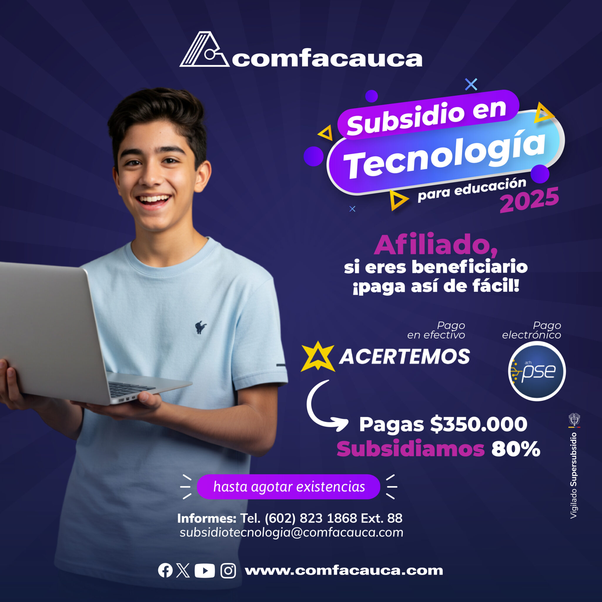 Comfacauca inicia la entrega del Subsidio en Tecnología 2025 » Comfacauca